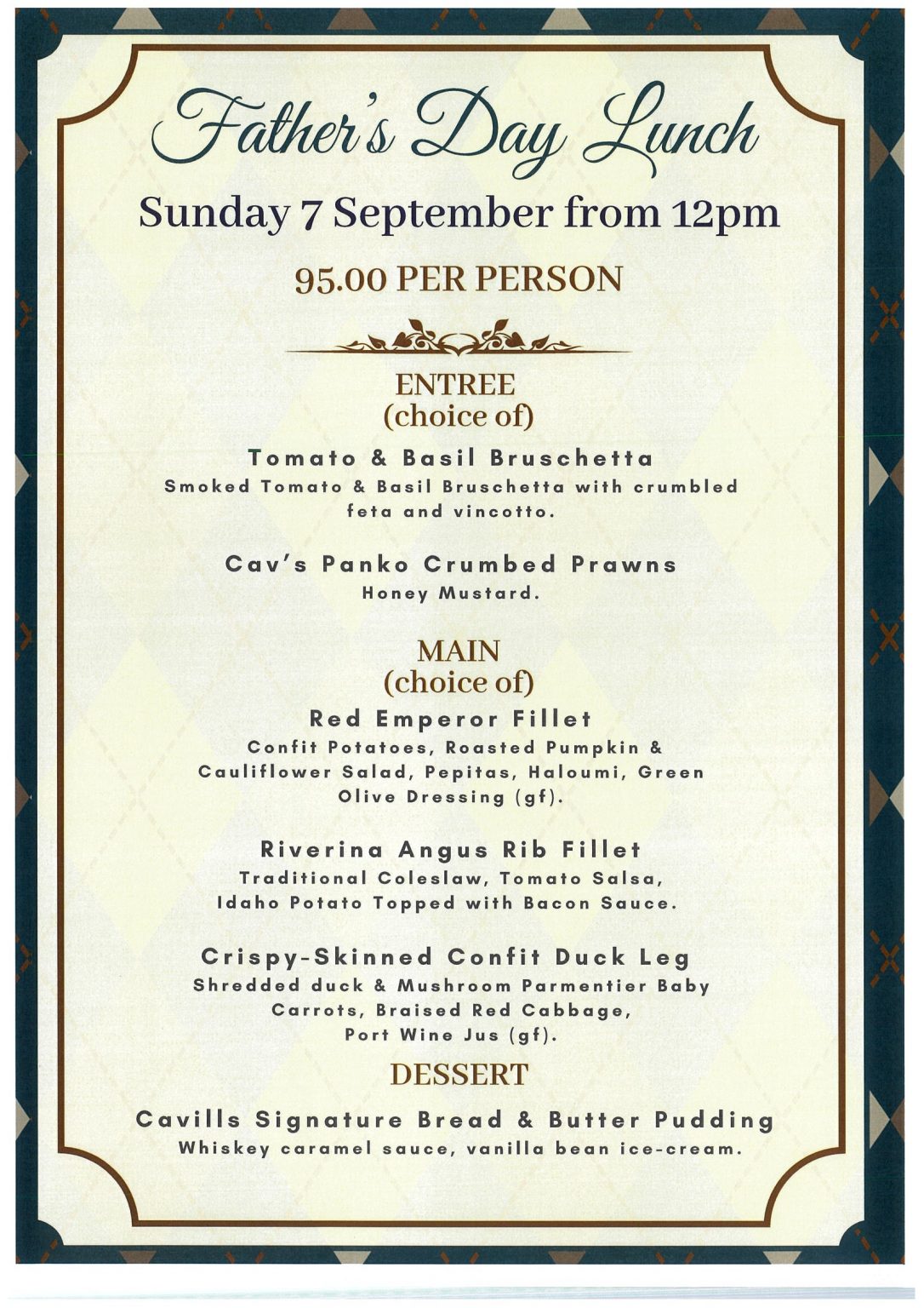 Fathers Day Lunch Menu 2025 - CavsSteakHouse
