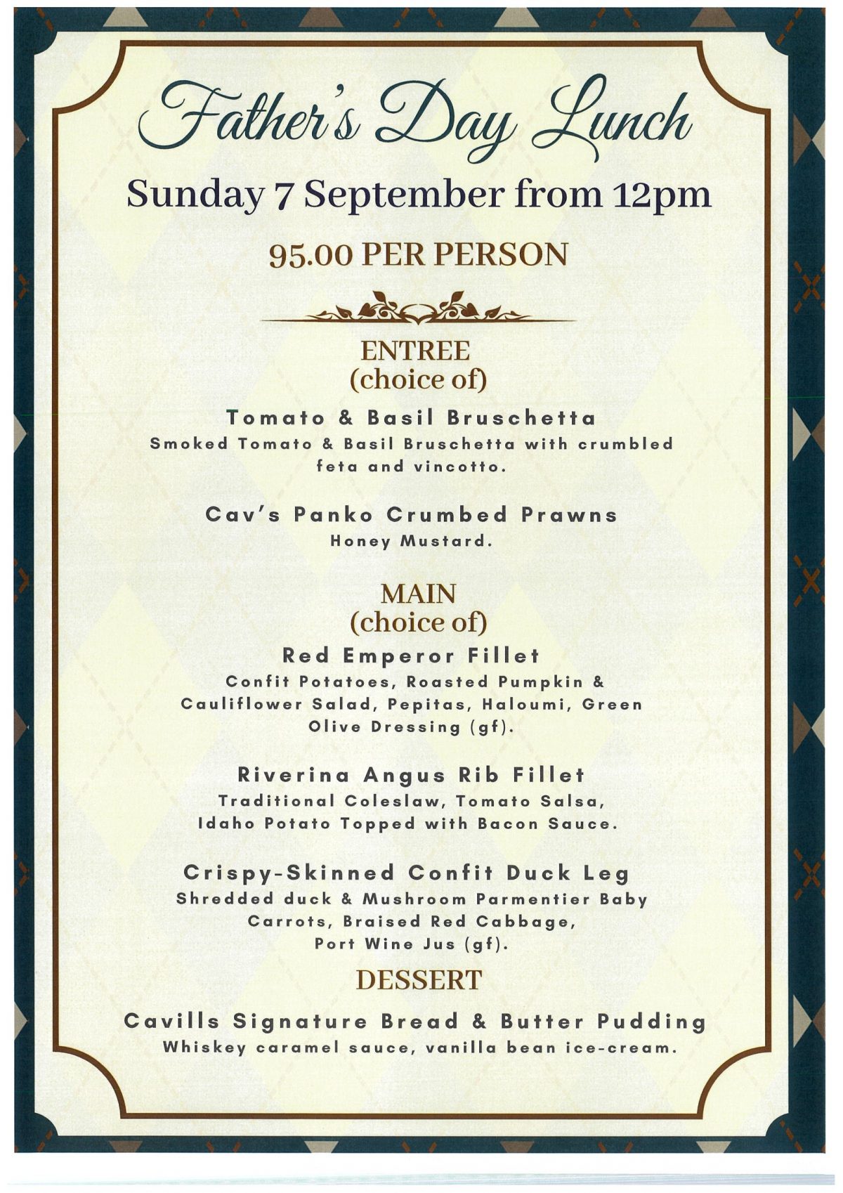 Fathers Day Lunch Menu 2025 - CavsSteakHouse